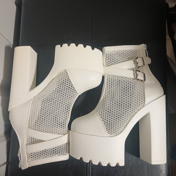 Shoes | Womens White Platform Mesh Heels | Poshmark